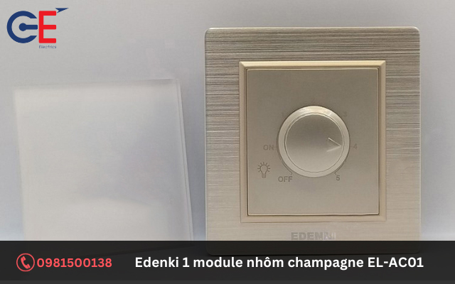 Mặt viền Edenki 1 module nhôm màu champagne | EL-AC01 - Thiết Bị Điện GE