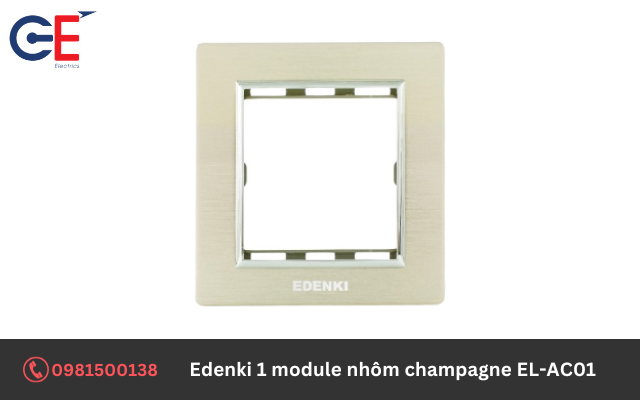 Mặt viền Edenki 1 module nhôm màu champagne | EL-AC01 - Thiết Bị Điện GE