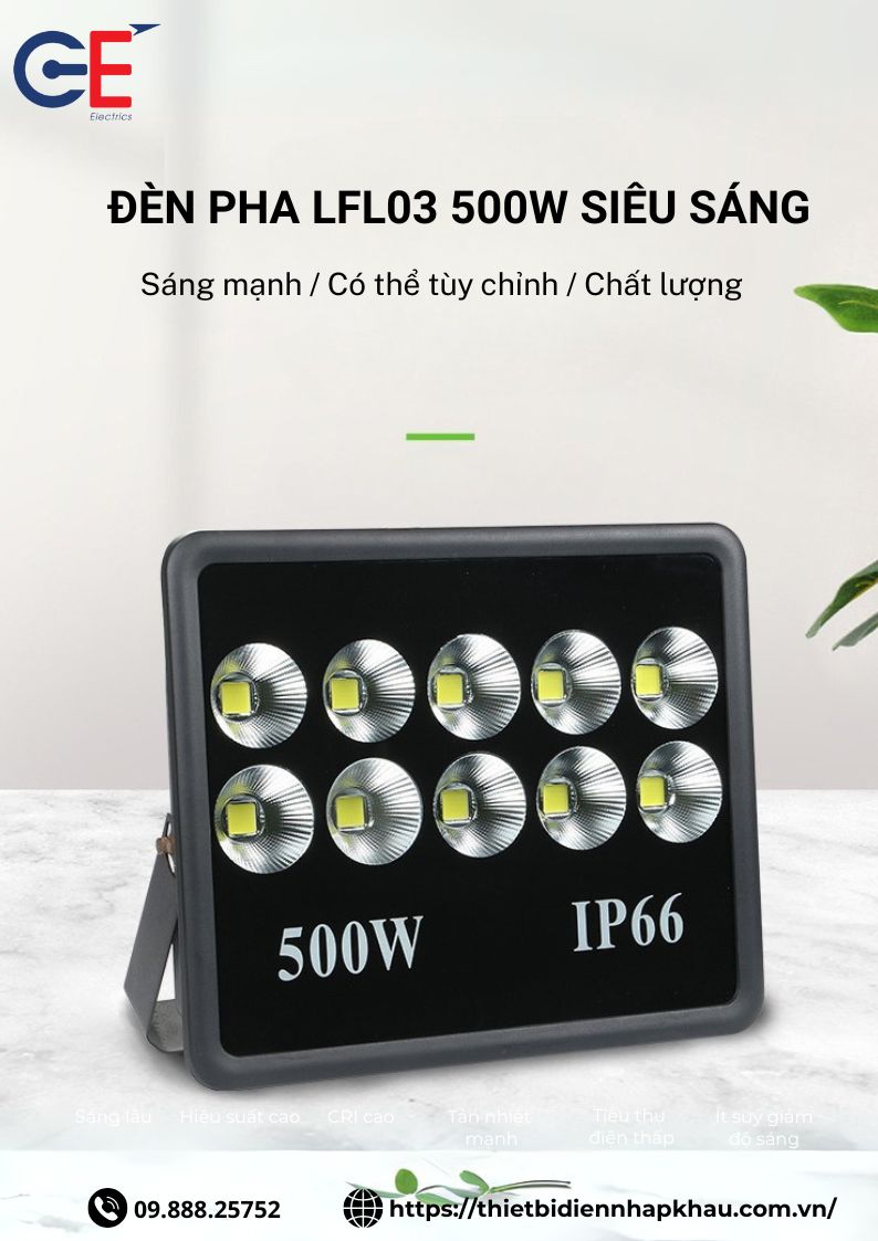 Đèn pha 500W Philips GE LFL03 - Thiết Bị Điện GE